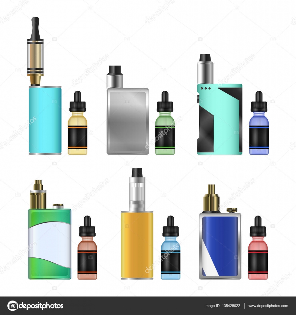 Vape Mod. Electronic Cigarette Set. Colorful Vector Vaporize Device ...