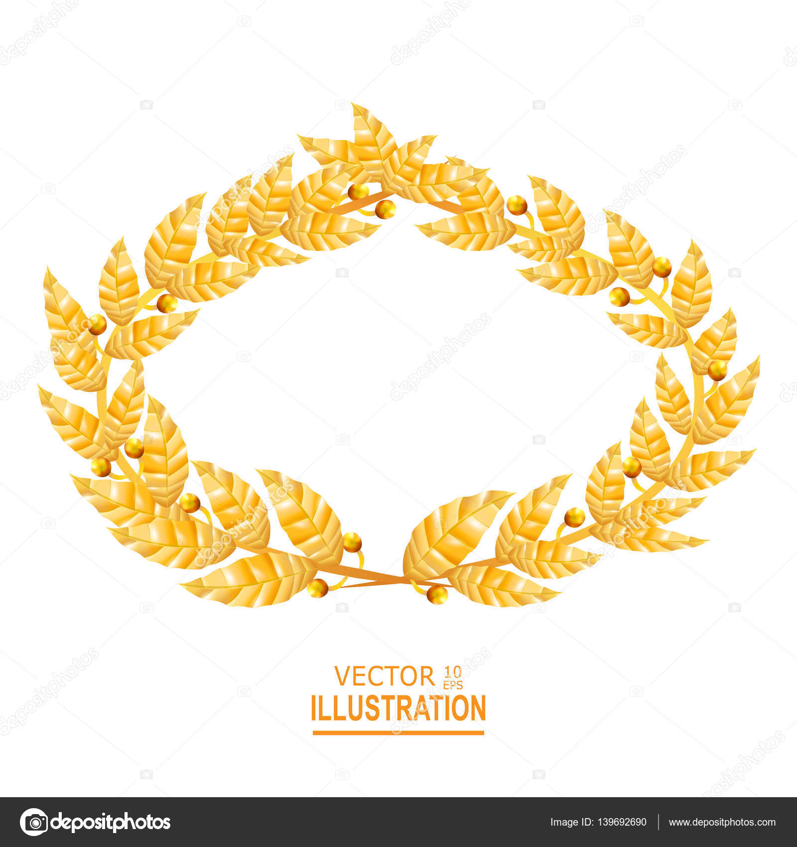 Image vectorielle Laurel Crown. Couronne grecque aux feuilles d'or ...