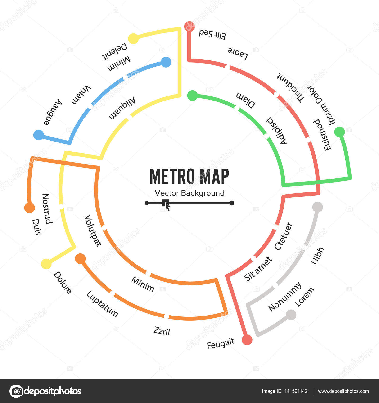 Plan vectoriel du métro. Plan Station de carte Métro Et métro Métro ...