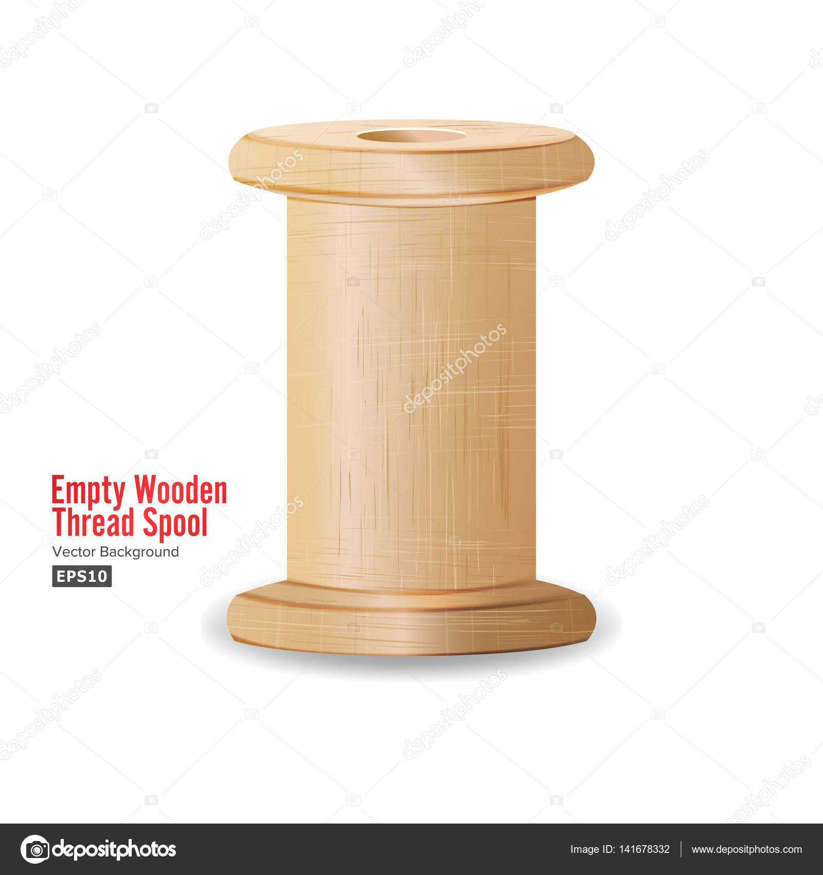 Empty Wooden Thread Spool. Classic Old Bobbin. Isolated On White ...