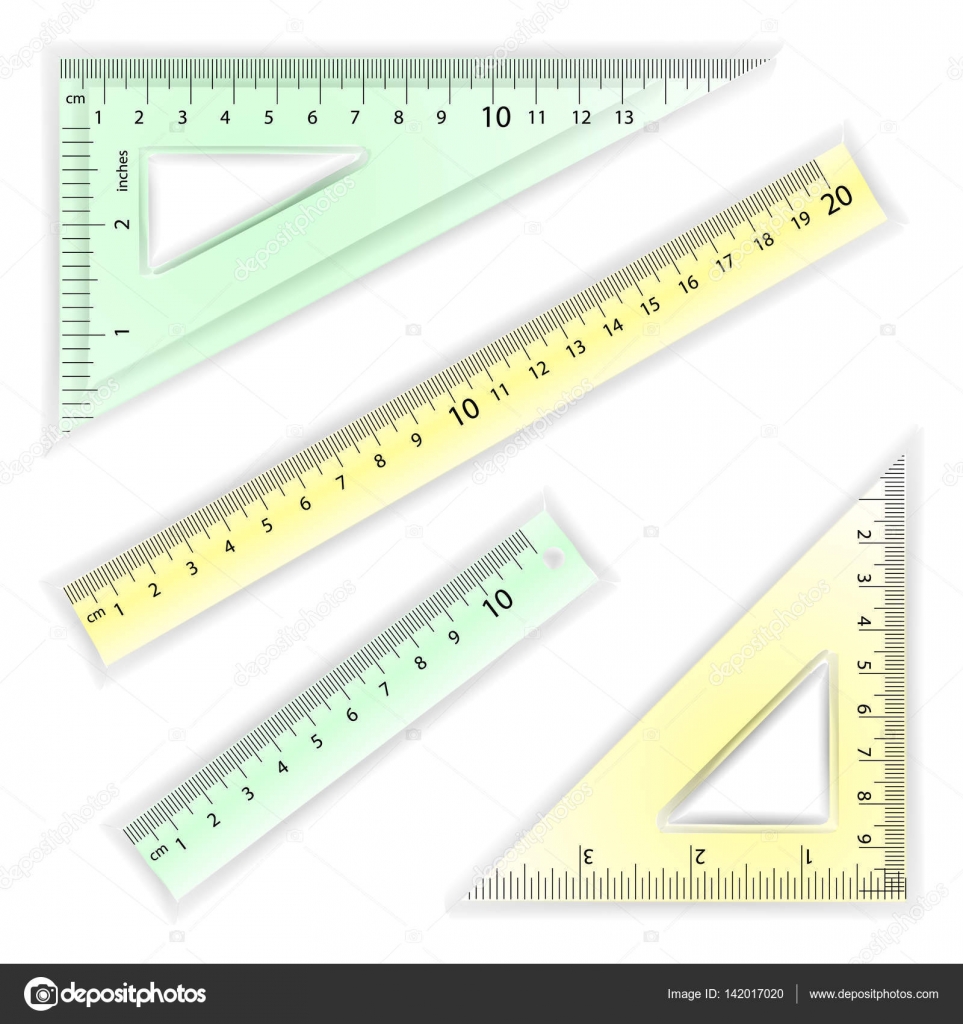 Régua e triângulos Vector. Centímetro e Polegada. Ilustração de ...