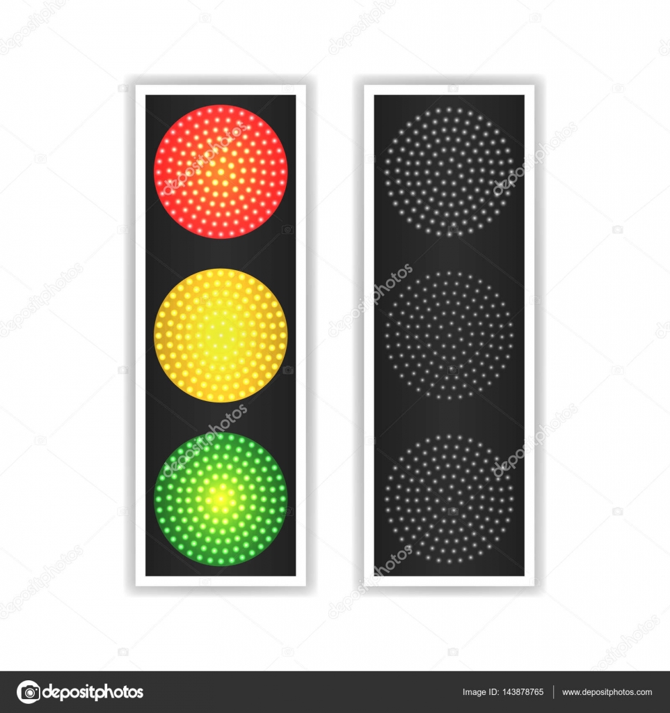 Vector de semáforo vial. Panel led realista. Luces de secuencia Rojo ...