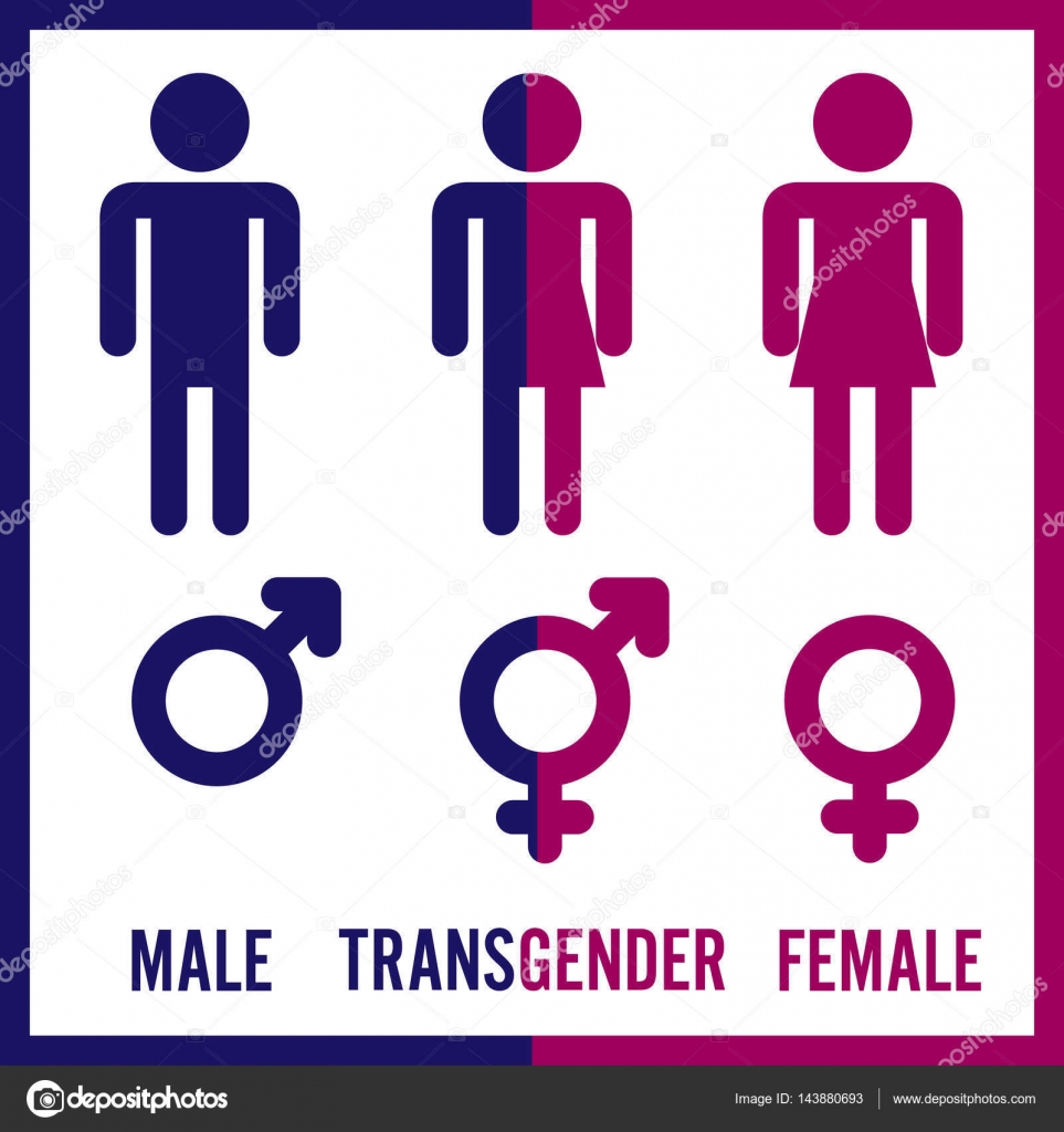 Transgender Male Set Of Symbols Isolated On White Background Unisex Stylized Human Icon