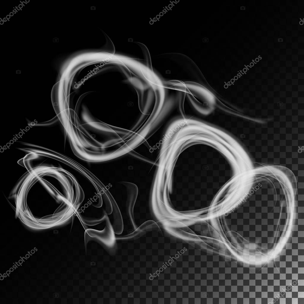 Vector realista de las ondas de humo del cigarrillo. Set de Humo ...