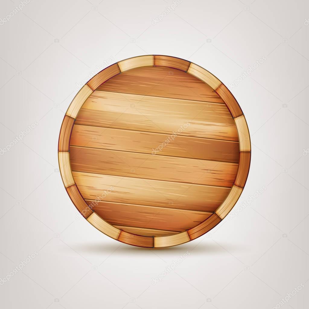 Vector de signo de madera de barril. Icono de madera 3d Ilustración. 2023