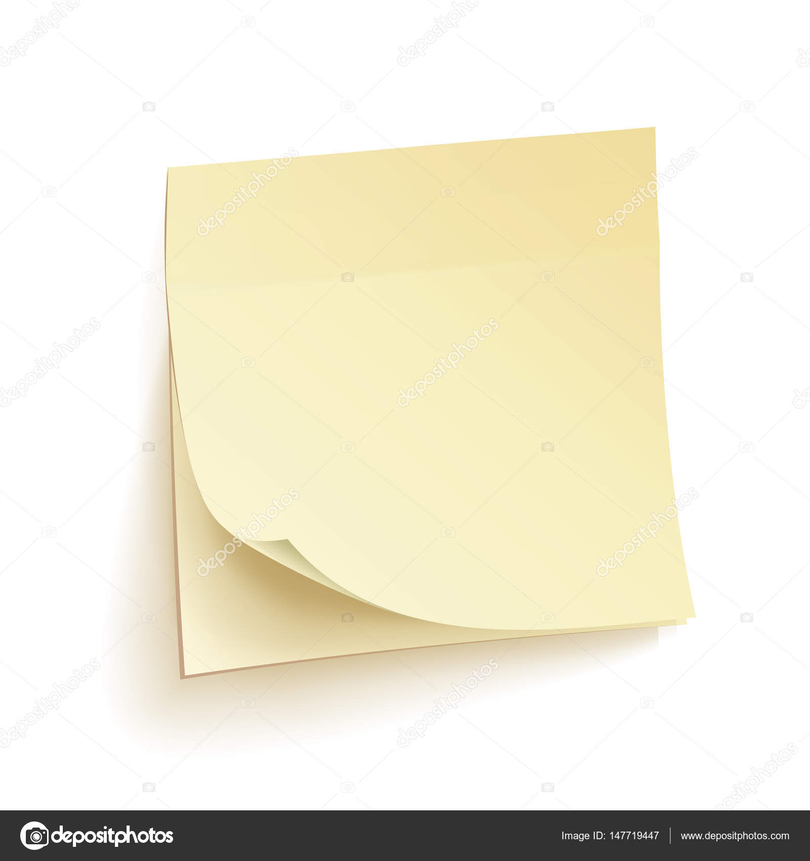 Catatan Kerja Kertas Vektor Terisolasi. Catatan Lengket Kosong ...