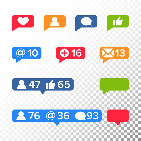 Notifications Icons Template Vector. Social network app symbols of ...