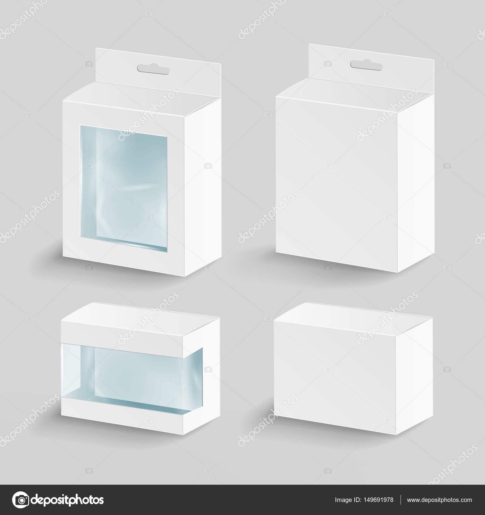 Witte lege kartonnen rechthoek Vector. Lege dozen verpakkingen voor ...