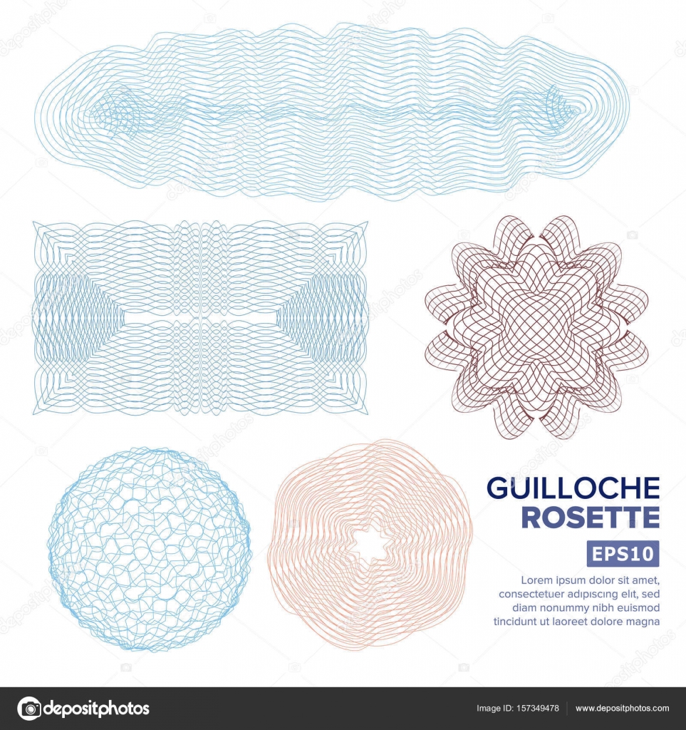 Guilloche Rosette Set Vector. Decorative Abstract Rosette Elements For ... Guilloche Rosette Set Vector. Decorative Abstract Rosette Elements For ...