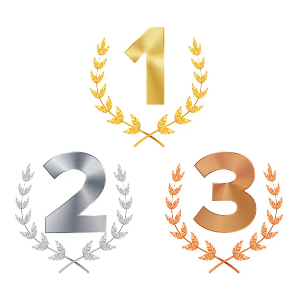 Trophy Award Set Vector. Figures 1, 2, 3 One, Two, Three In A Realistic ...