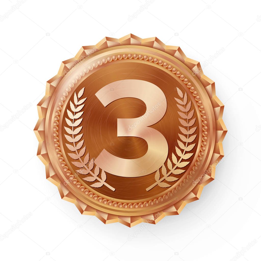 Bronze Medal Vector. Bronze, Copper 3rd Place. Ceremony Winner Honor ...
