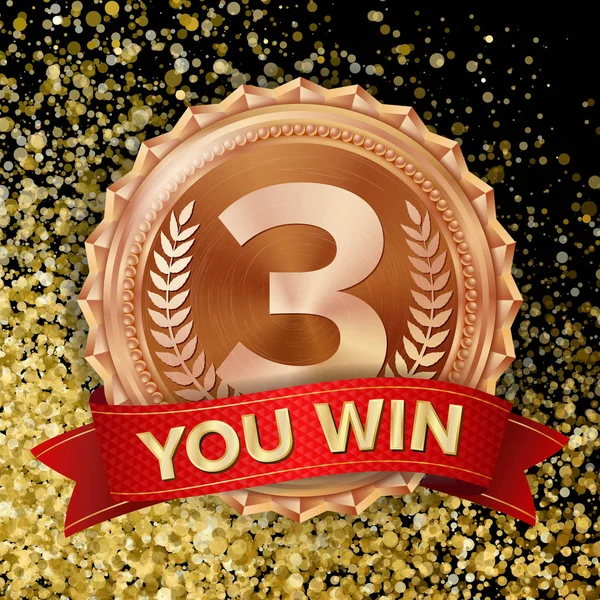 Bronze 3st Place Medal Vector. Metal Realistic Badge With Third ...