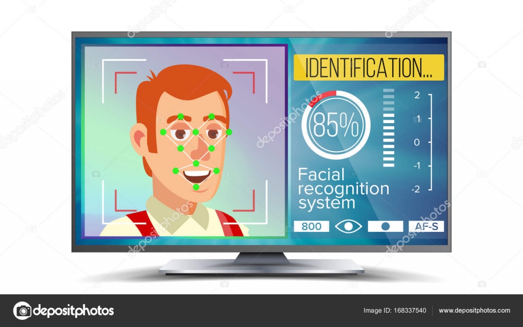 Face Recognition And Identification Vector. Face Recognition Technology ...