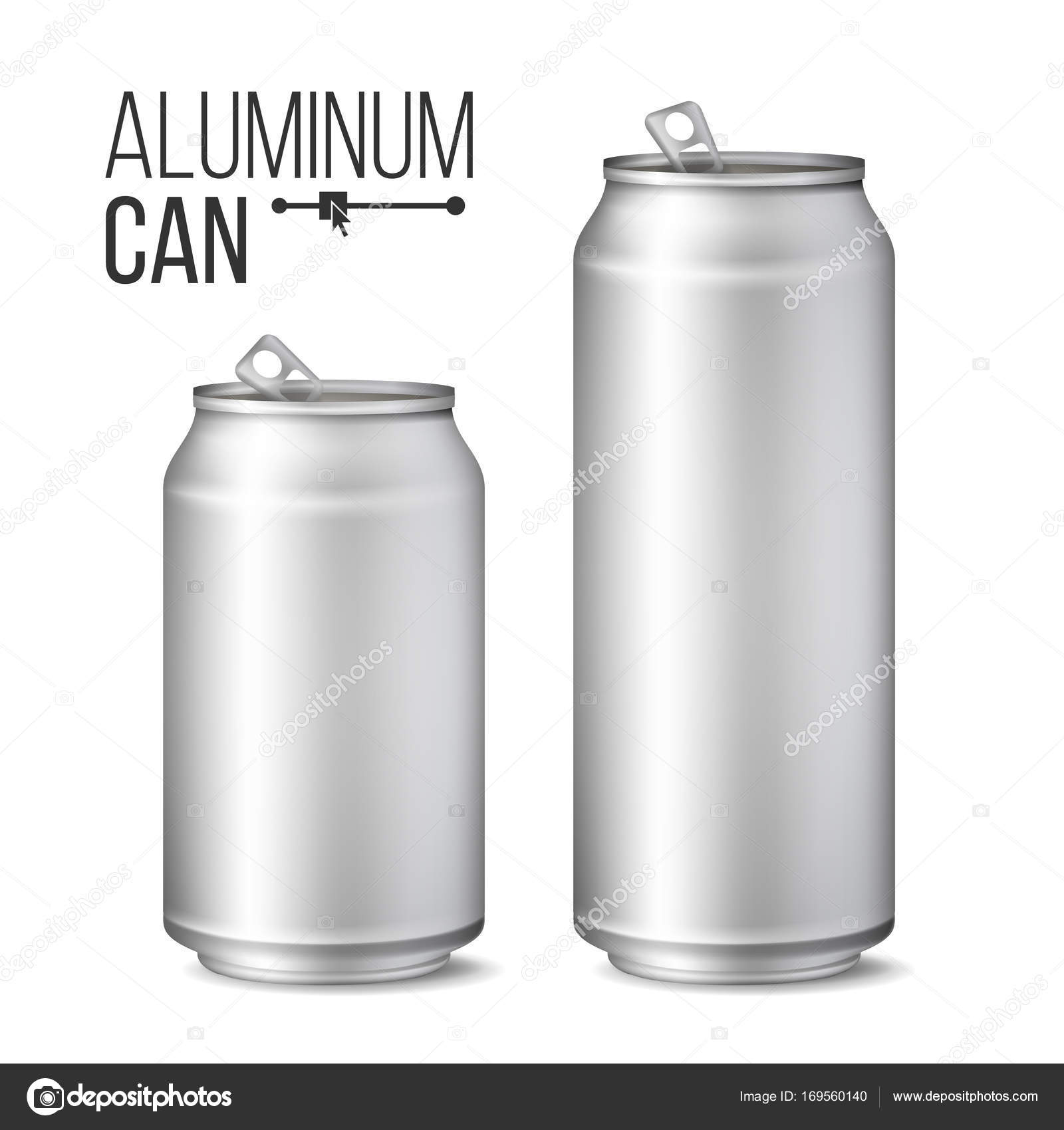 Blank Metallic Can Vector. Silver Can. 3D packaging. Mock Up Metallic ...
