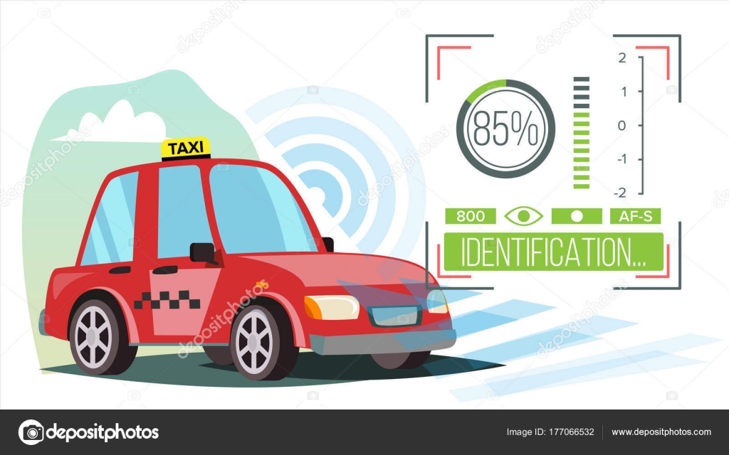 Self Driving Car Taxi Vector. Technology Concept. Driverless Car. Calls ...