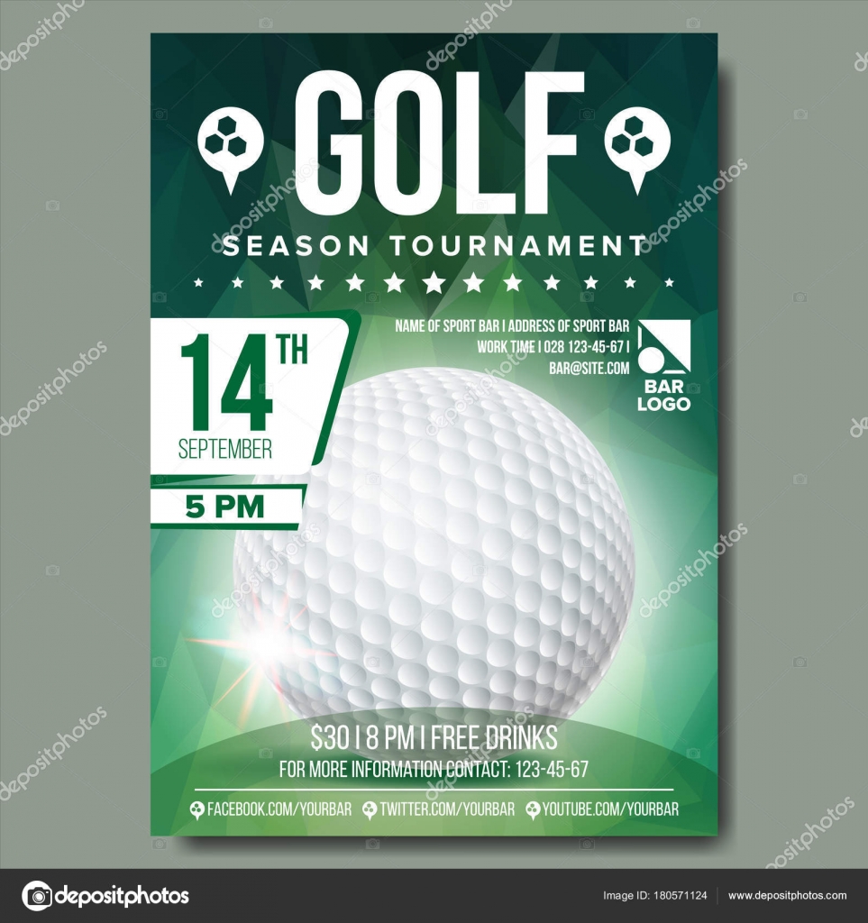 Golf Poster Vector. Banner Advertising. Sport Event Announcement. Ball ...