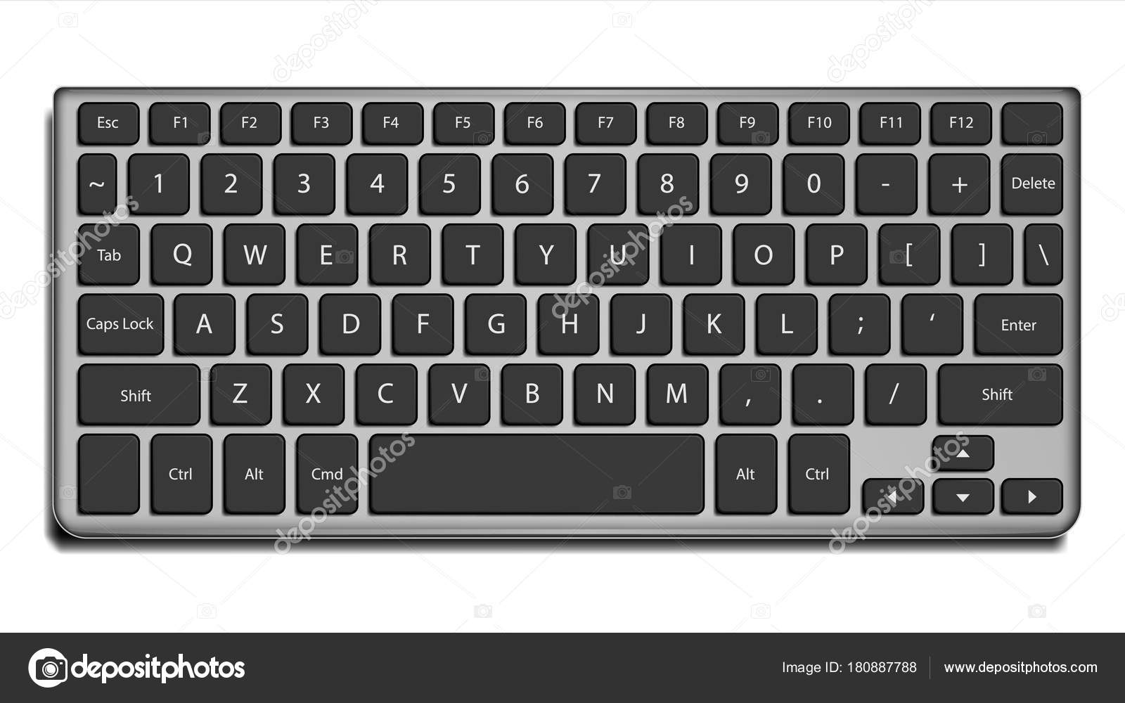 Laptop Keyboard Vector. Letters And Buttons. Isolated On White ...