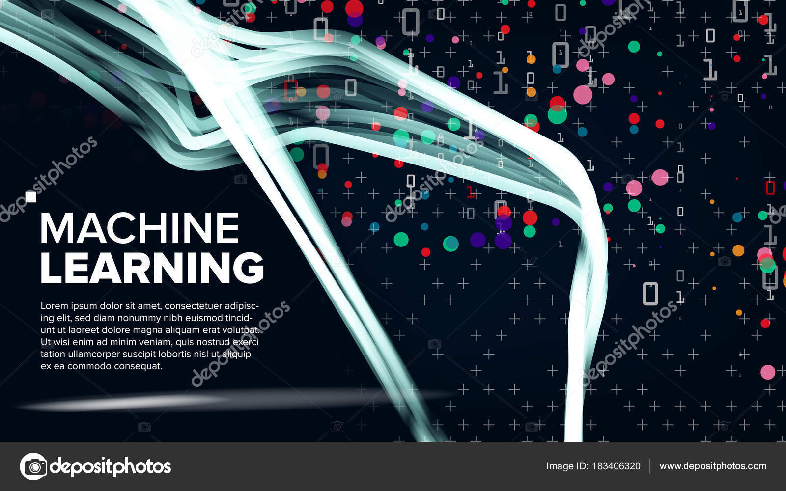 Machine Learning Background Vector. Algorithm Visualization. Futuristic ...