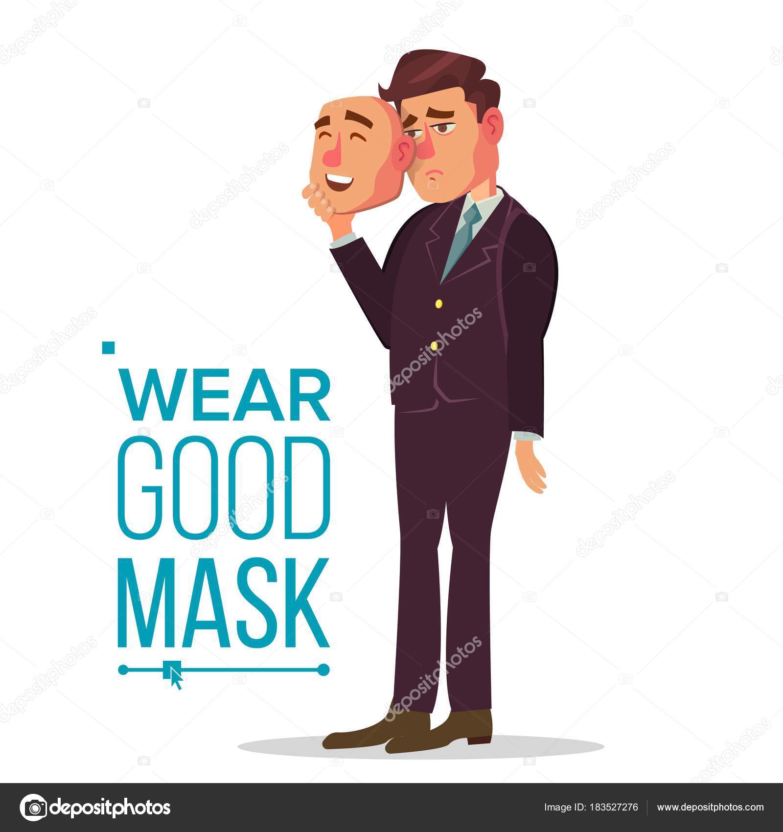 Fake Person Vector. Bad, Tired Man. Deceive Concept. Businessman Wear ...