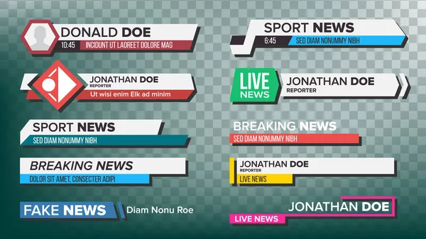 TV News Bars Set Vector. Streaming Video News Sign. Breaking, Sport ...
