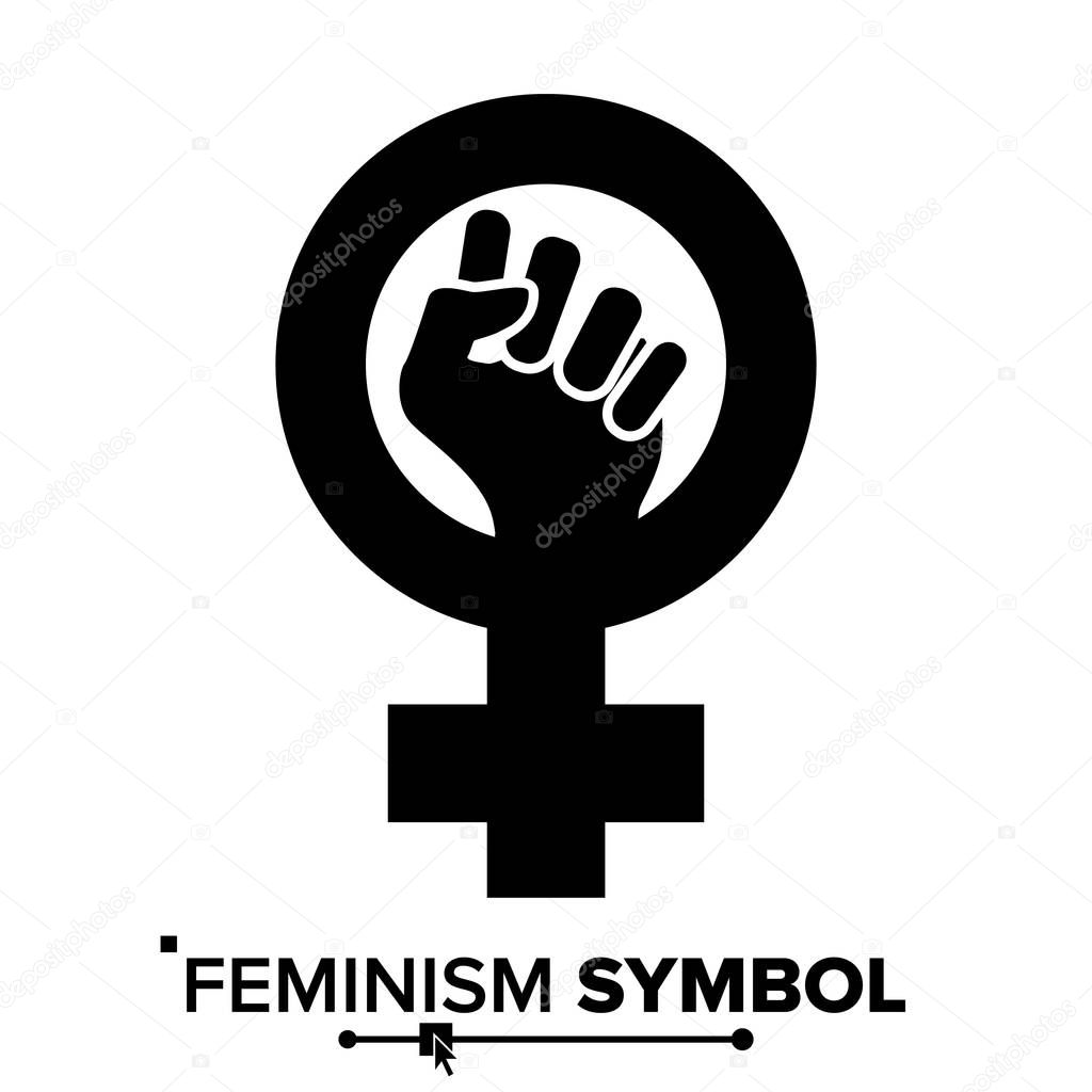 Feminismo Protesta Símbolo Vector Feminismo Mujer Género Poder Icono