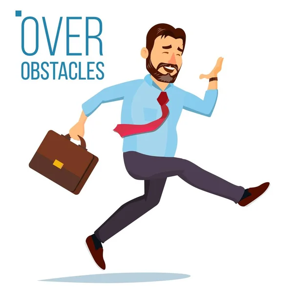 Business Woman Jumping Over Obstacles Vector. Leader. Competing Race ...