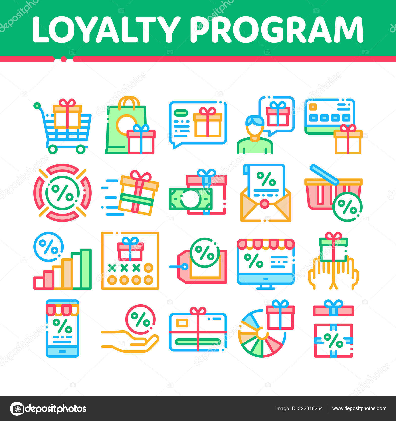 Loyalty Program For Customer Icons Set Vector Stock Vector Image by ...