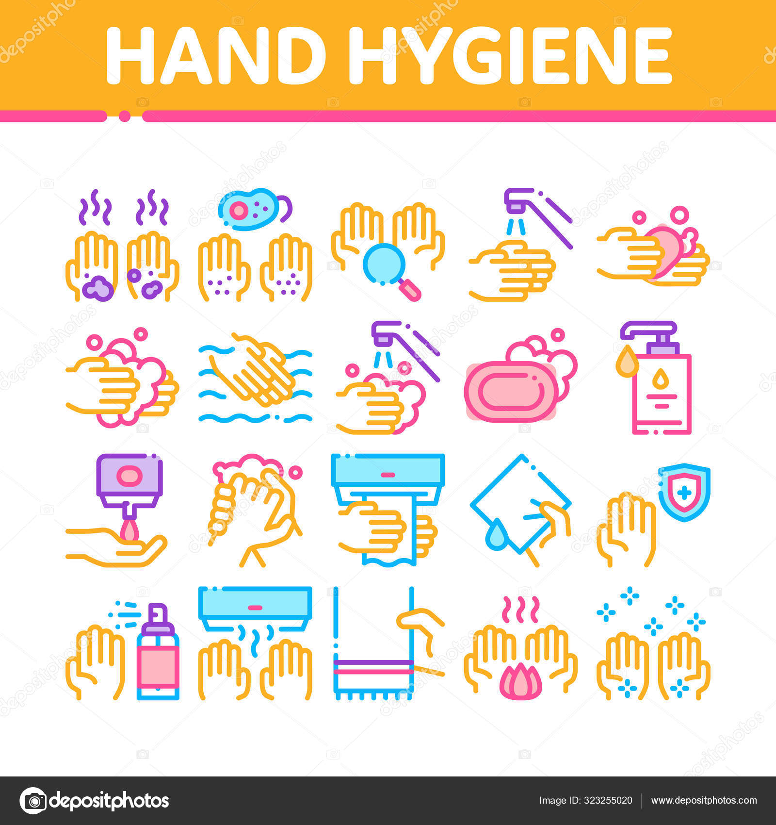 Hand Healthy Hygiene Collection Icons Set Vector Stock Vector Image by ...