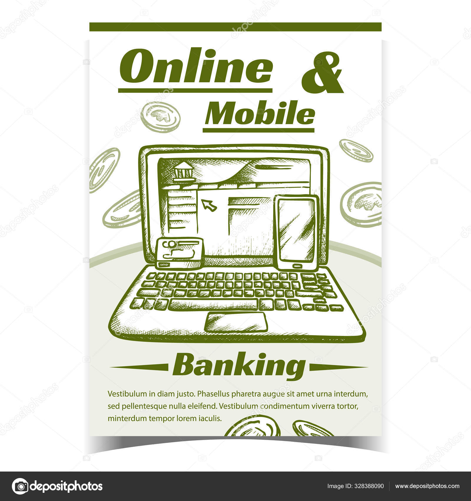 Online And Mobile Internet Banking Banner Vector Stock Vector Image by ...