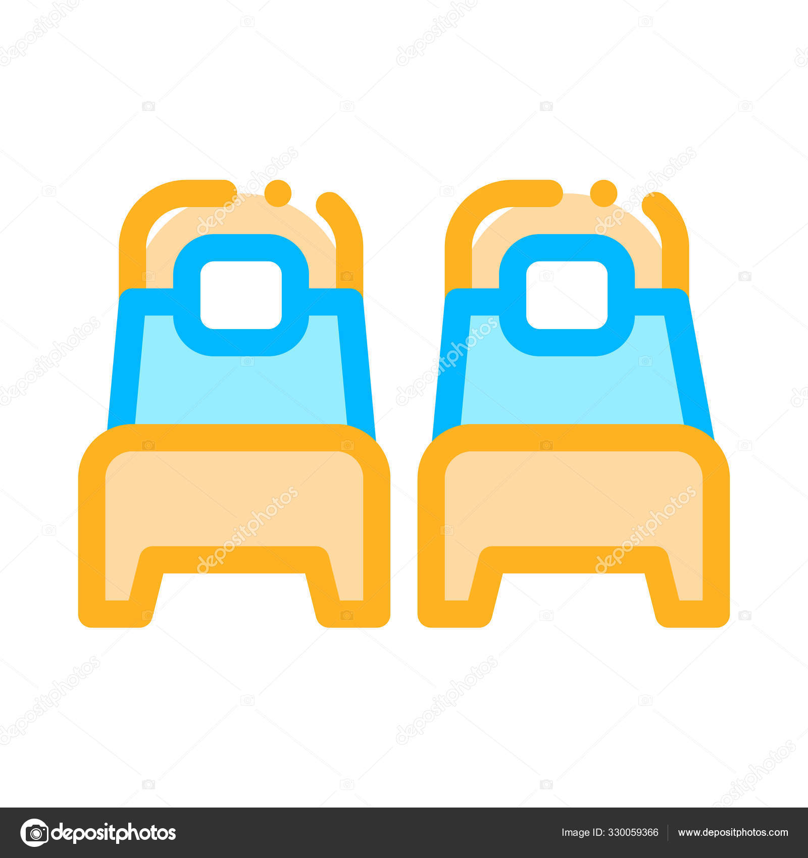 Two Single Place Beds Vector Sign Thin Line Icon Stock Vector Image by ...