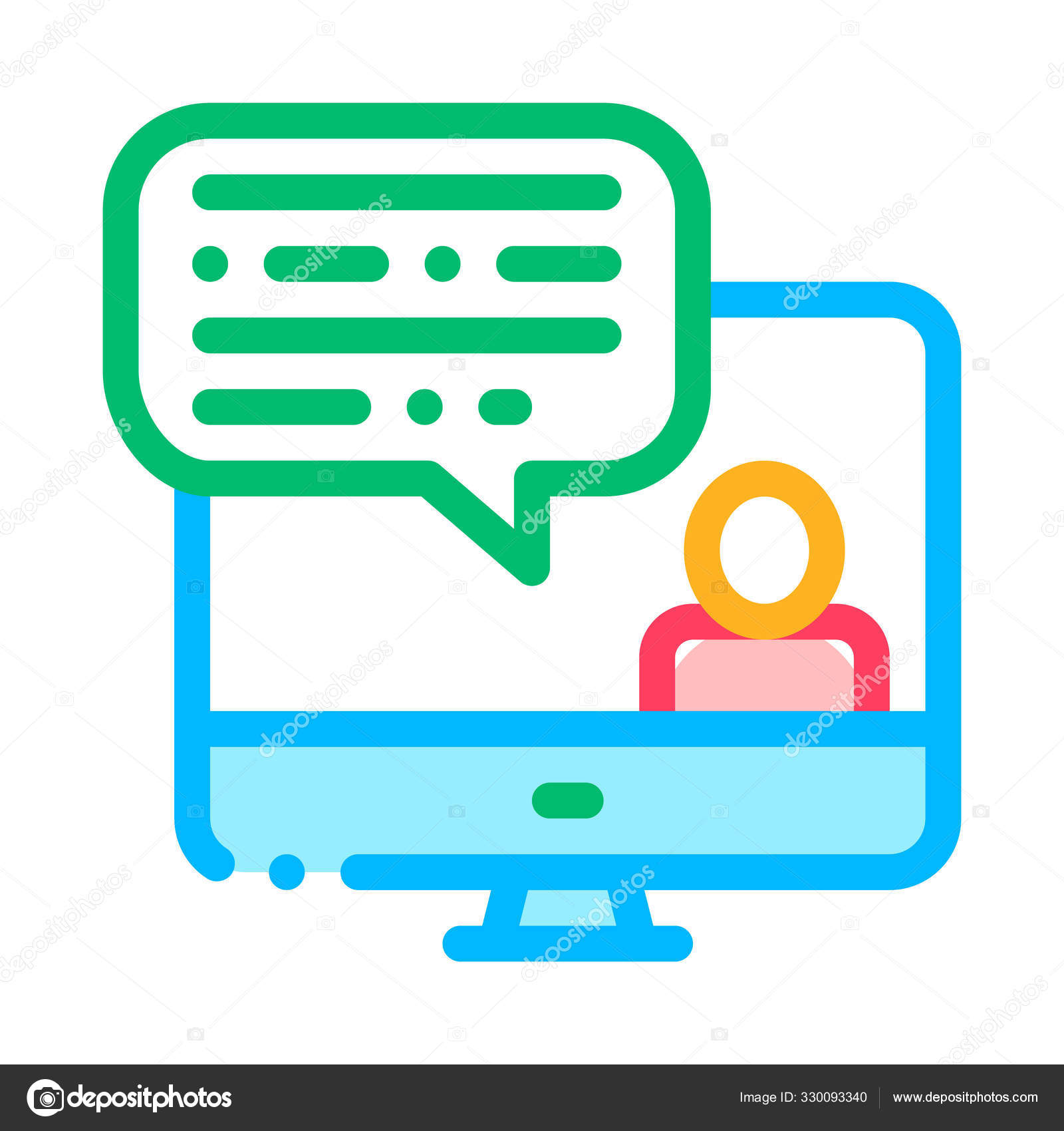 Computer Screen And Avatar Internet Discuss Vector Stock Vector Image ...