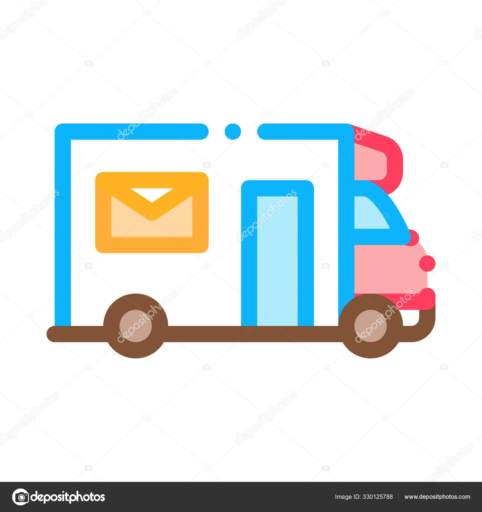 Mail Truck Postal Transportation Company Icon Vector Illustration Stock ...