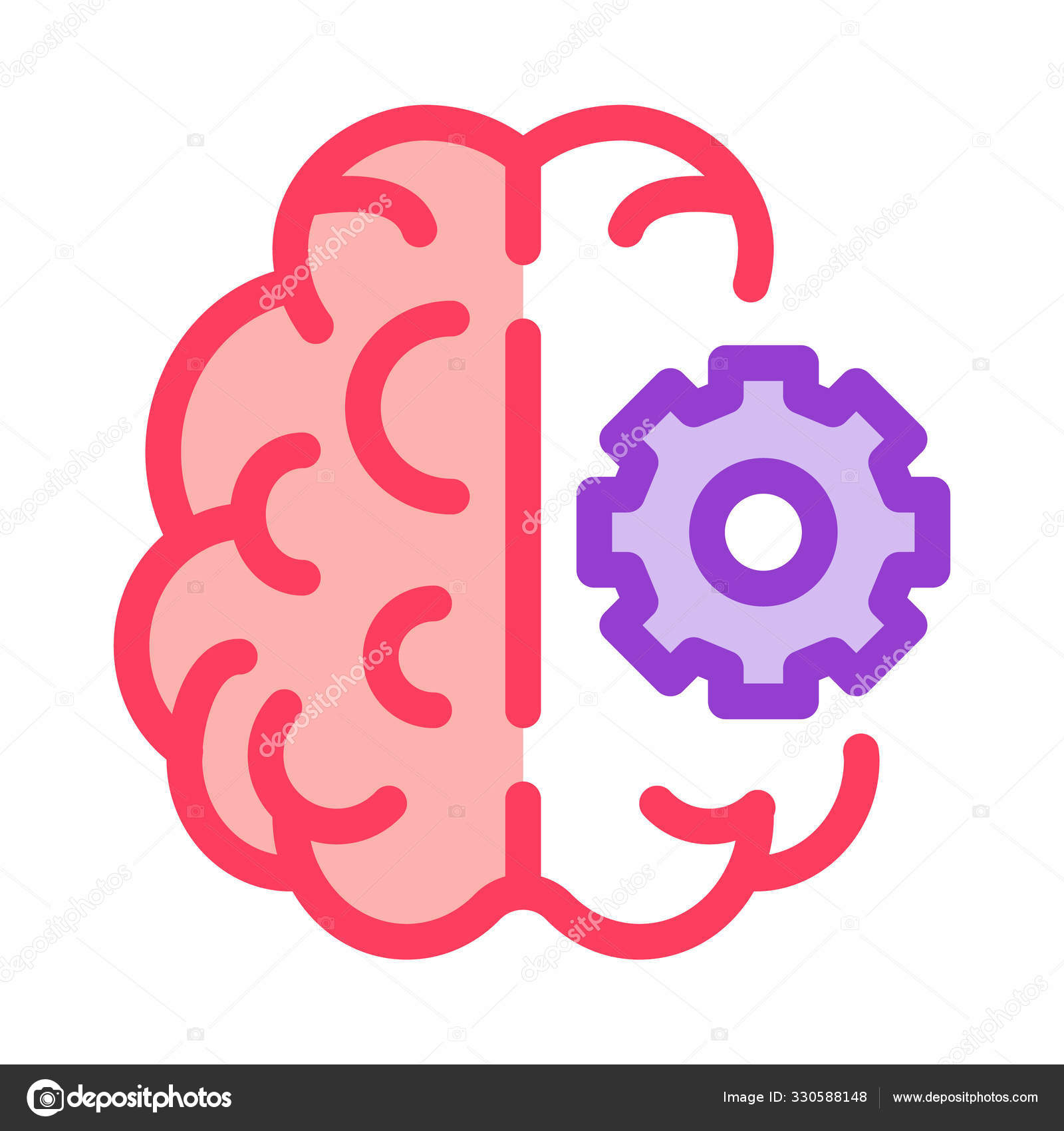 Brain Gears Icon Vector