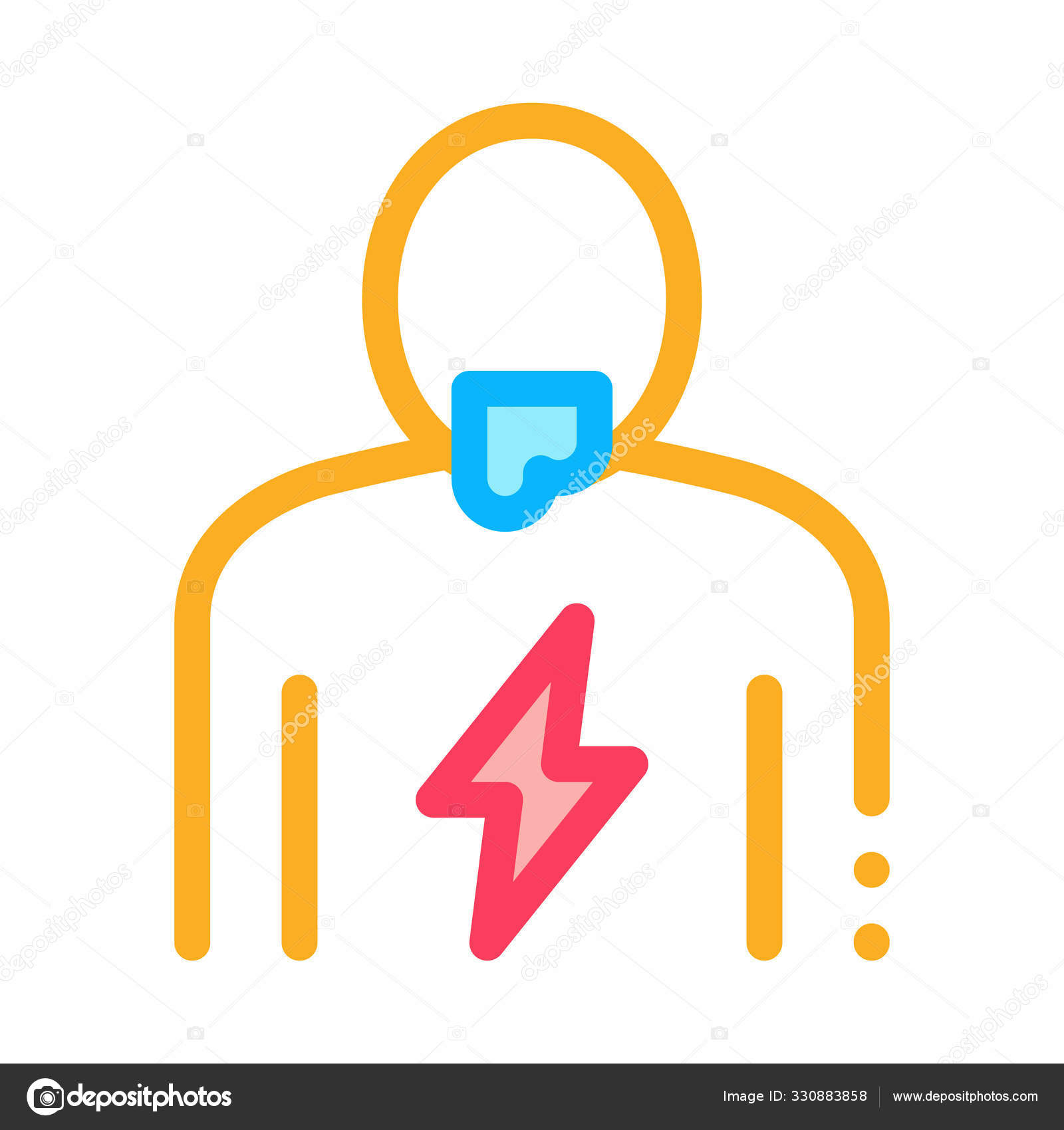 Lightning On Body Icon Vector Outline Illustration Stock Vector Image ...
