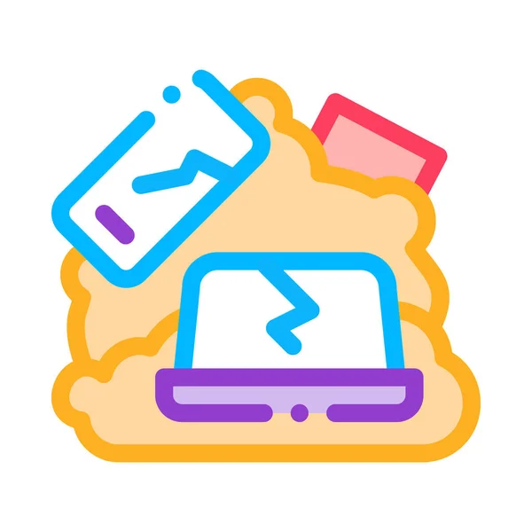 Wrecked Laptop Icon Vector Outline Illustration Stock Vector Image by ...