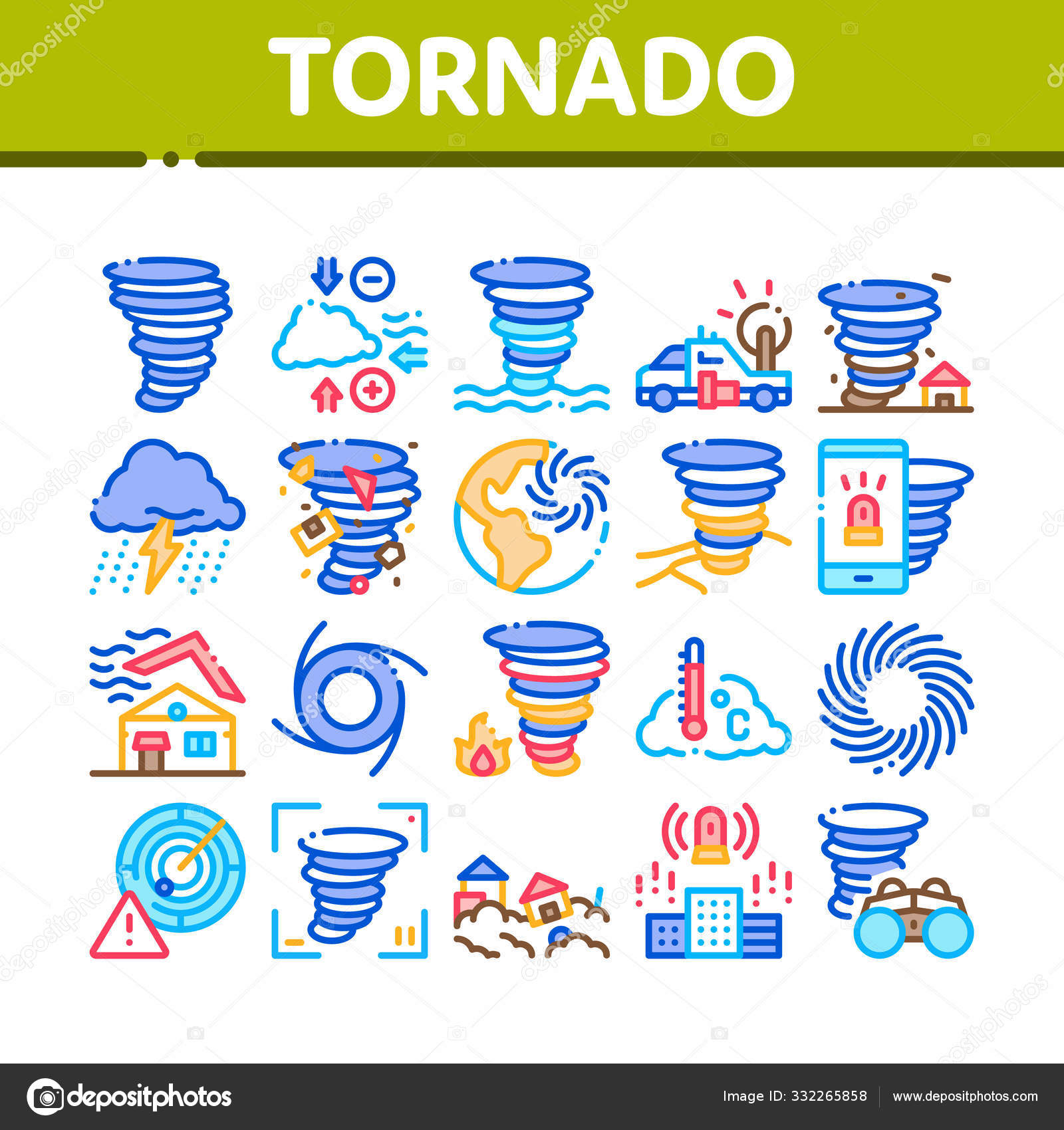 Tornado And Hurricane Collection Icons Set Vector Stock Vector by ...