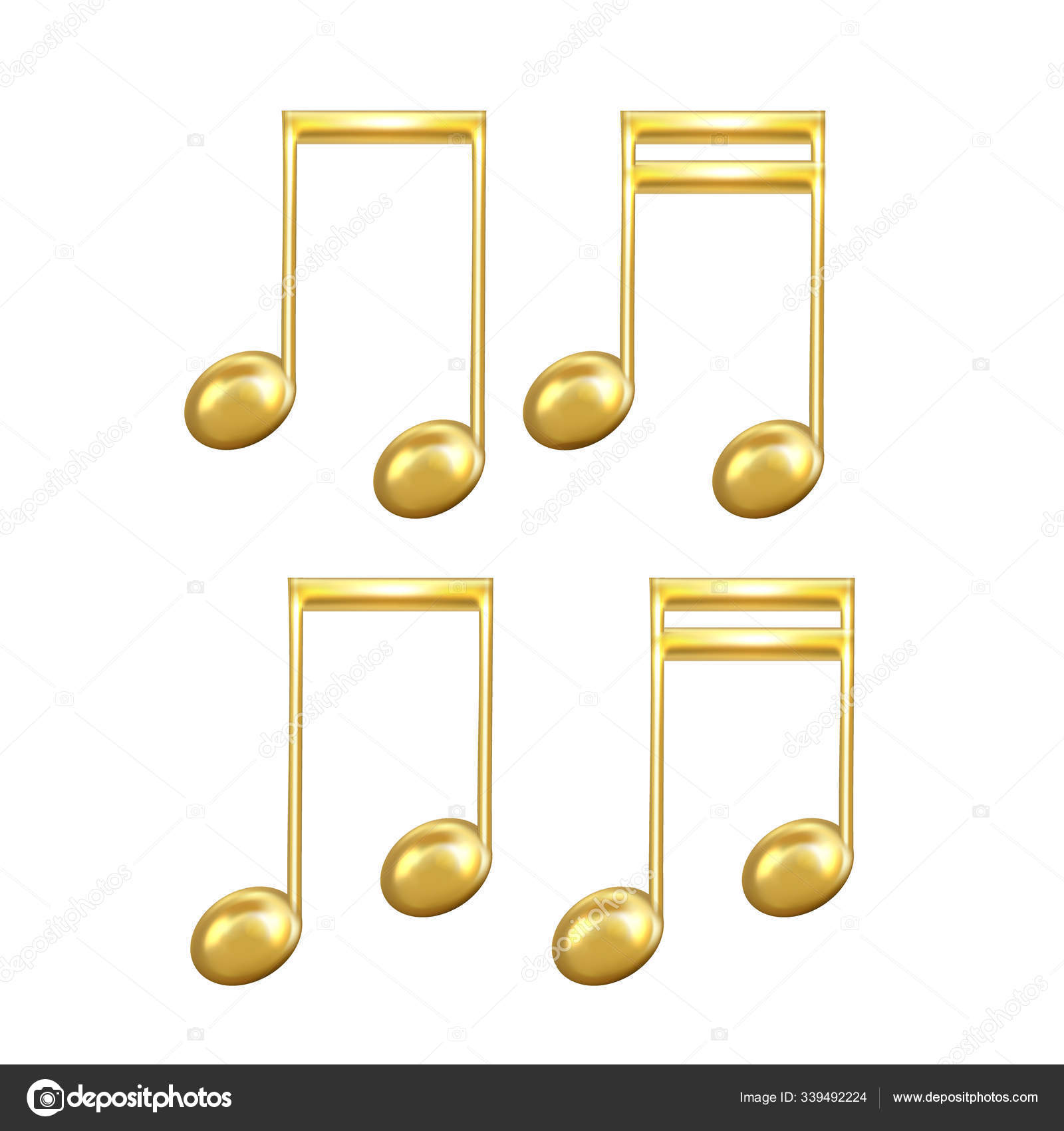Symboles de notes musicales en couleur dorée Set vecteur image ...