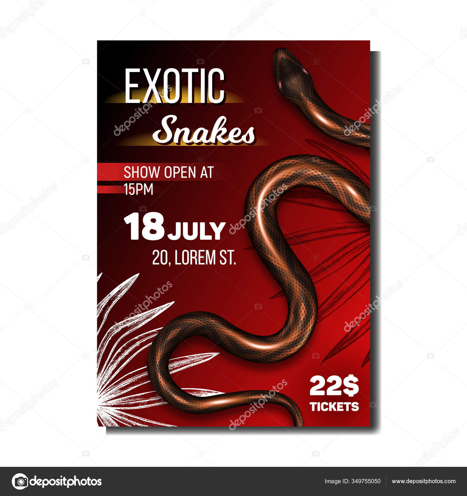 Exotic Snakes Terrarium Advertising Banner Vector Stock Vector by ...