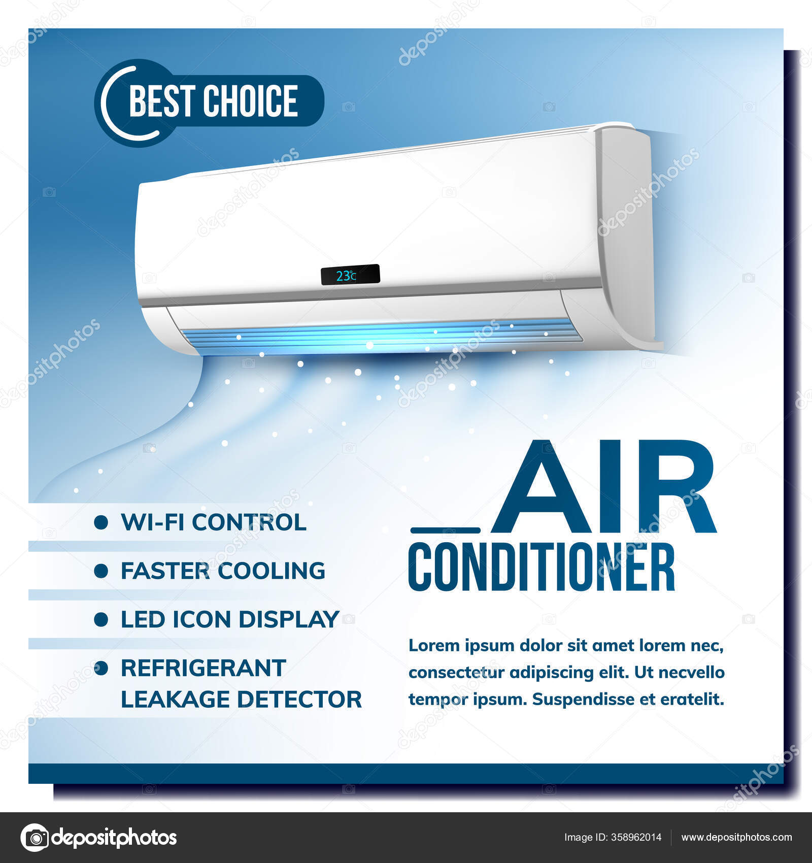 Air Conditioner System Advertising Poster Vector Stock Vector Image by ...