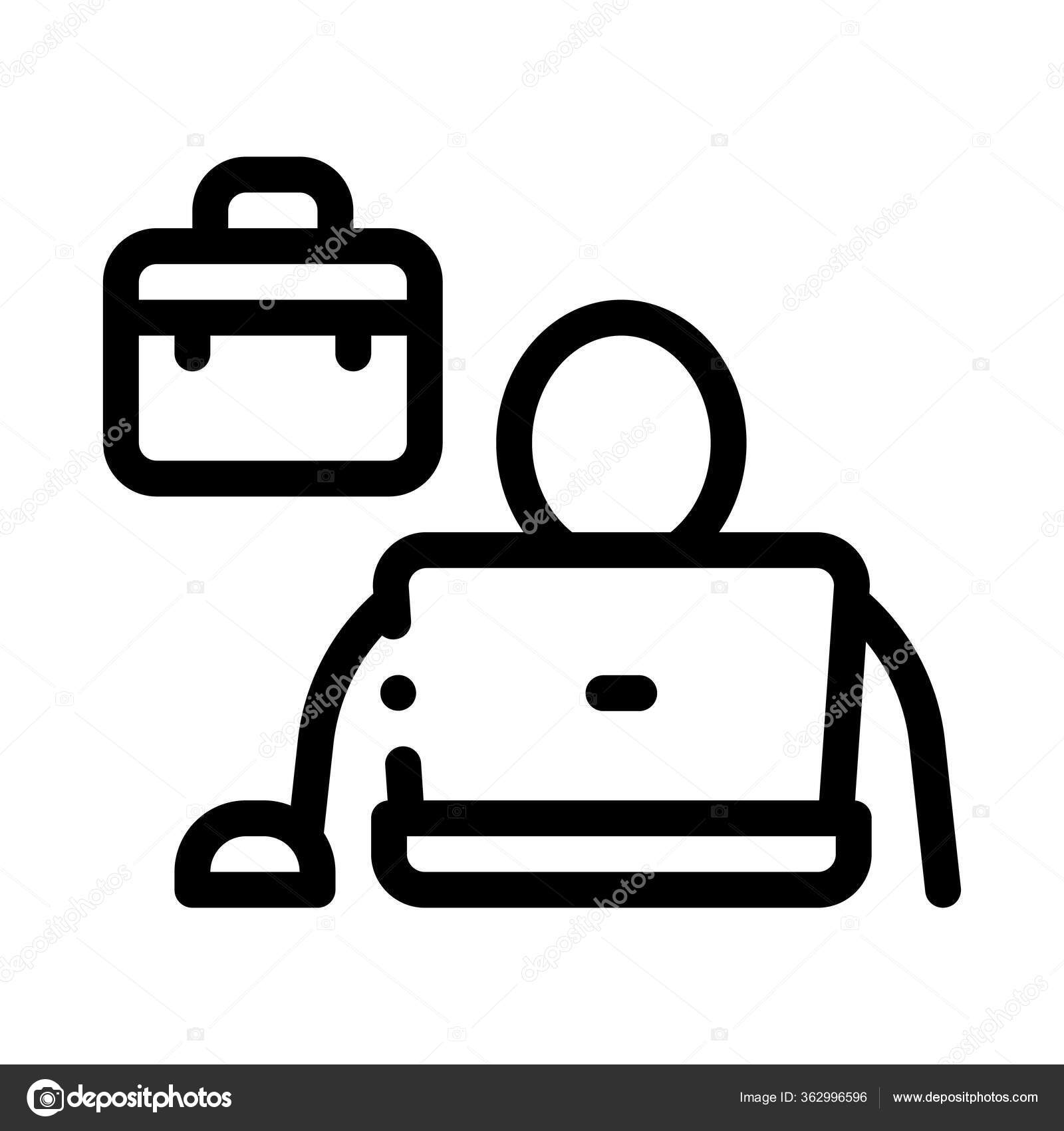 Computer worker icon vector outline illustration Stock Vector Image by ...