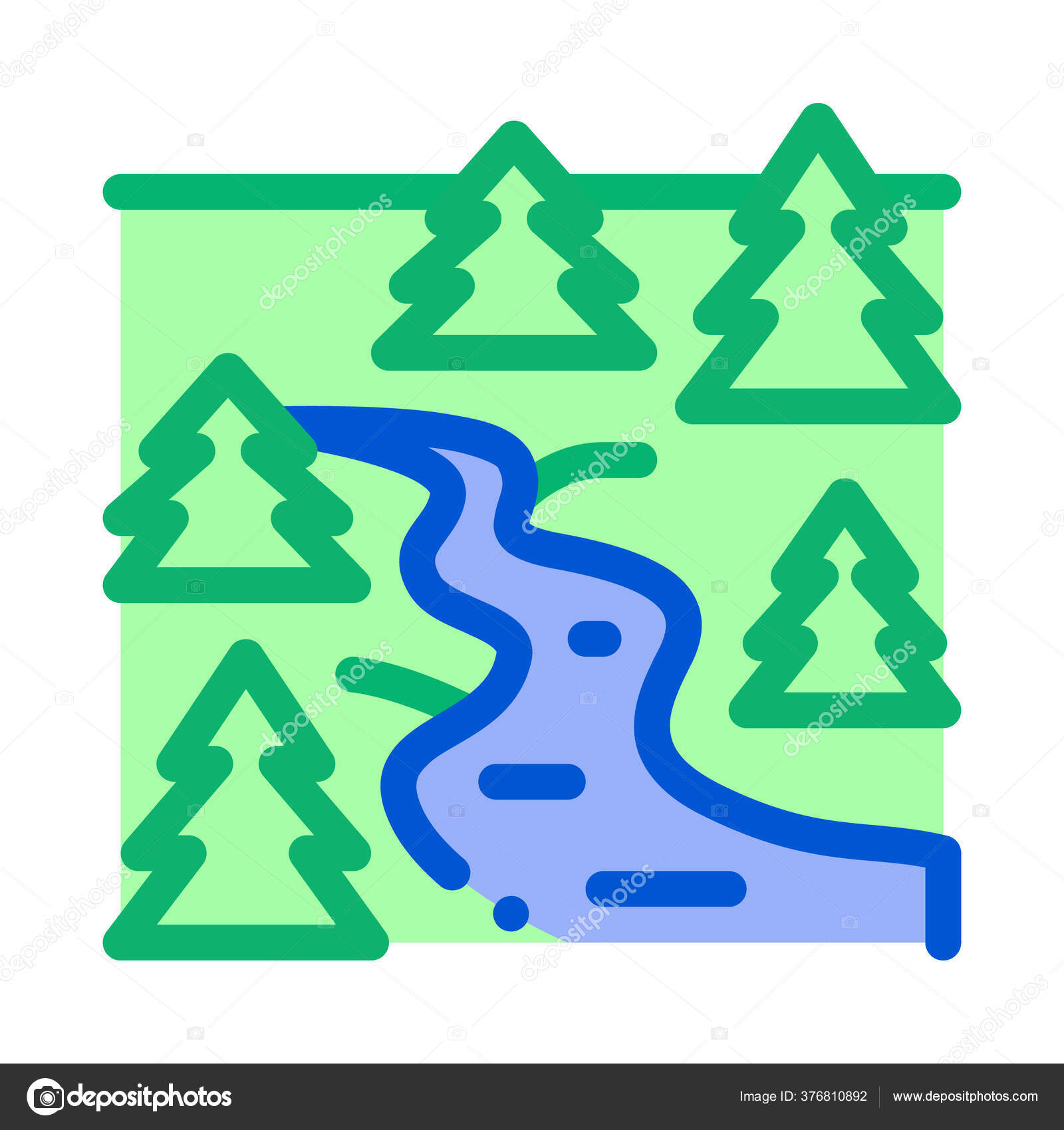 Flowing River Forest Icon Vector Flowing River Forest Sign Color Stock ...