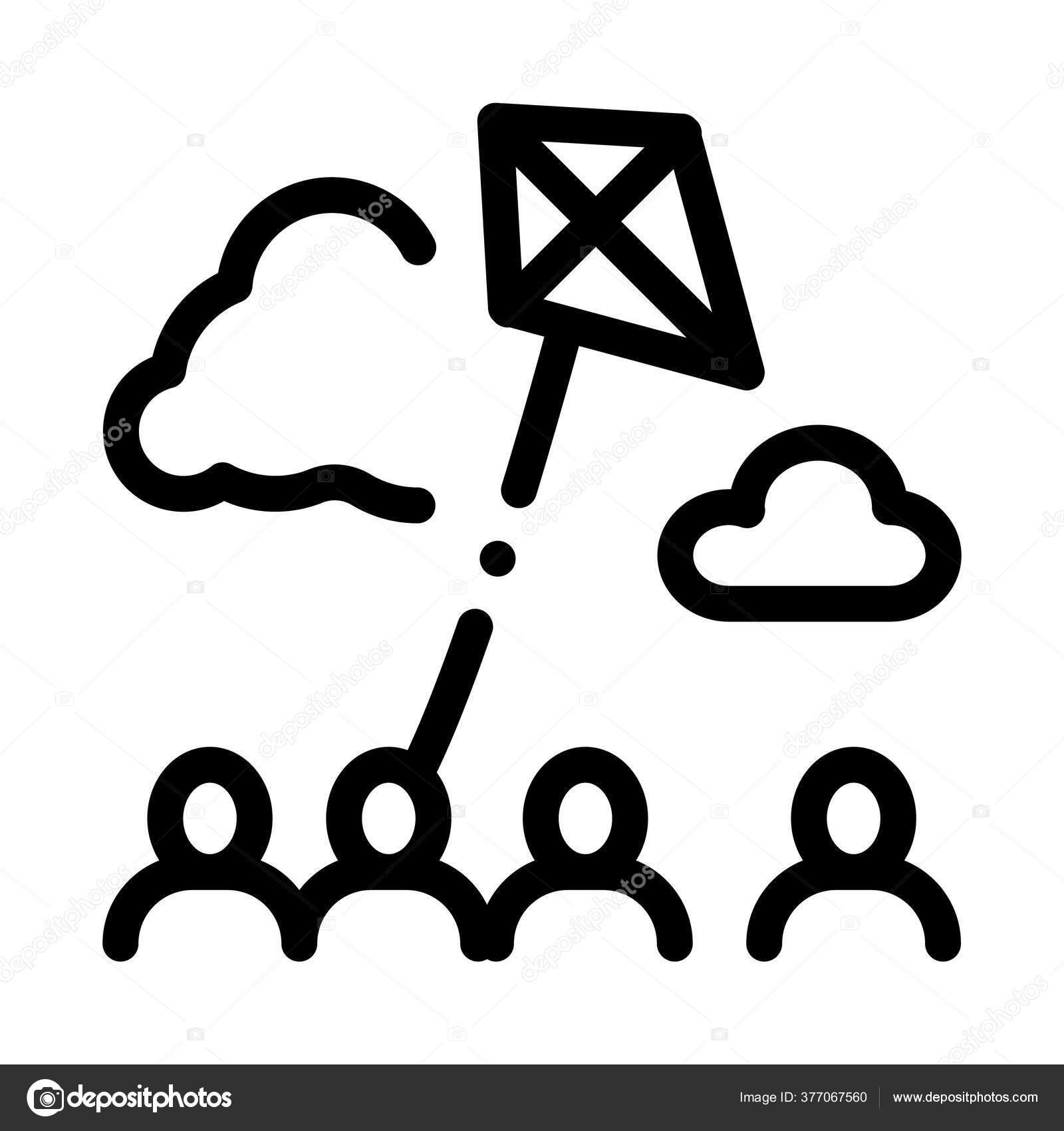 Kite Flying Crowded Place Icon Vector Kite Flying Crowded Place Stock ...