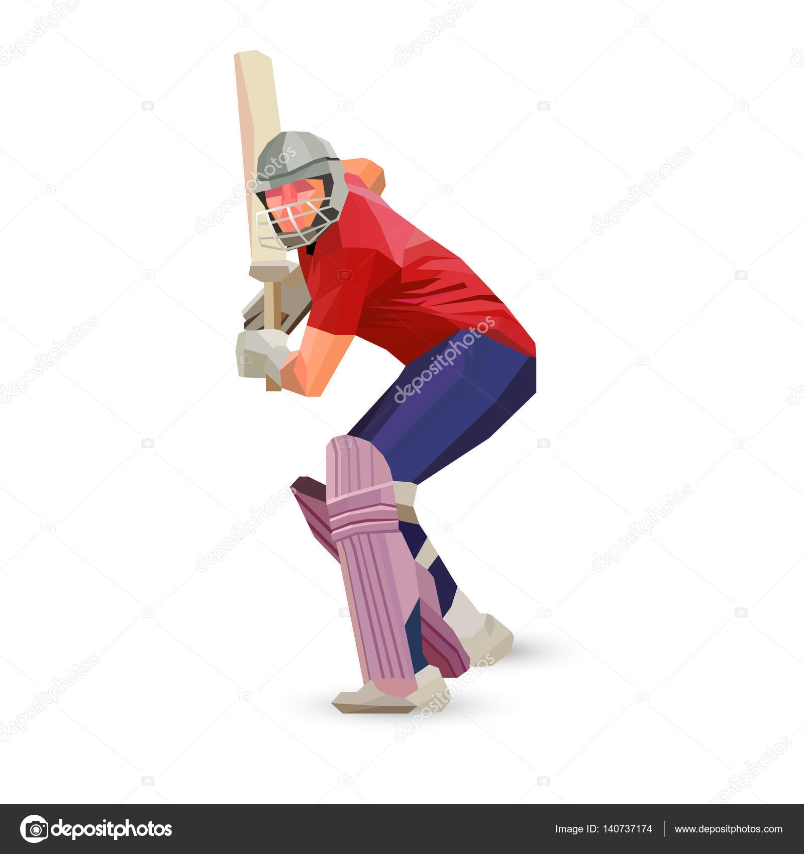 Abstract cricket player polygonal low poly illustration Stock Vector by ...