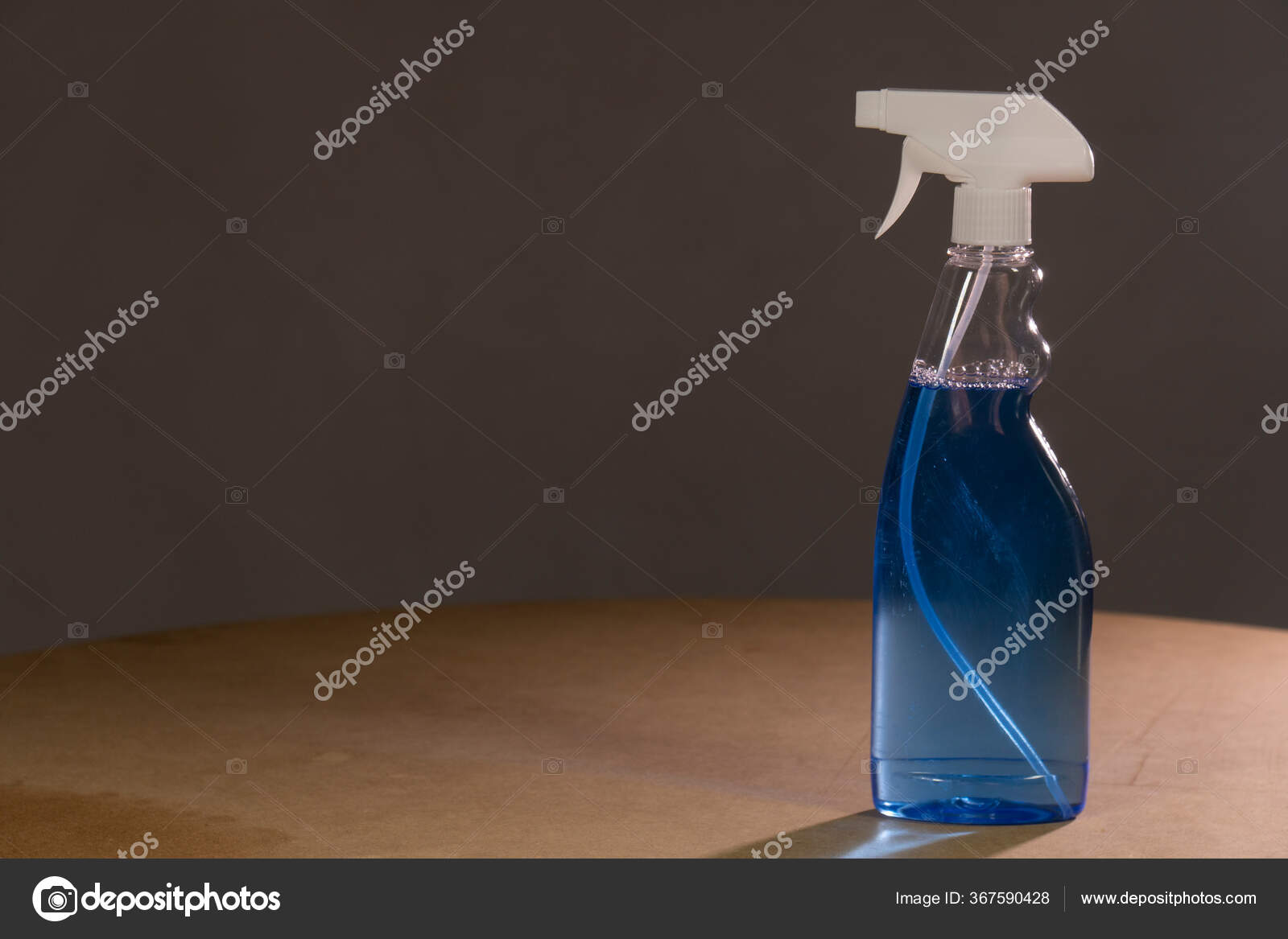 Blue Glass Cleaner Spray Spraying Dispersion Pulverizer Dark Background ...