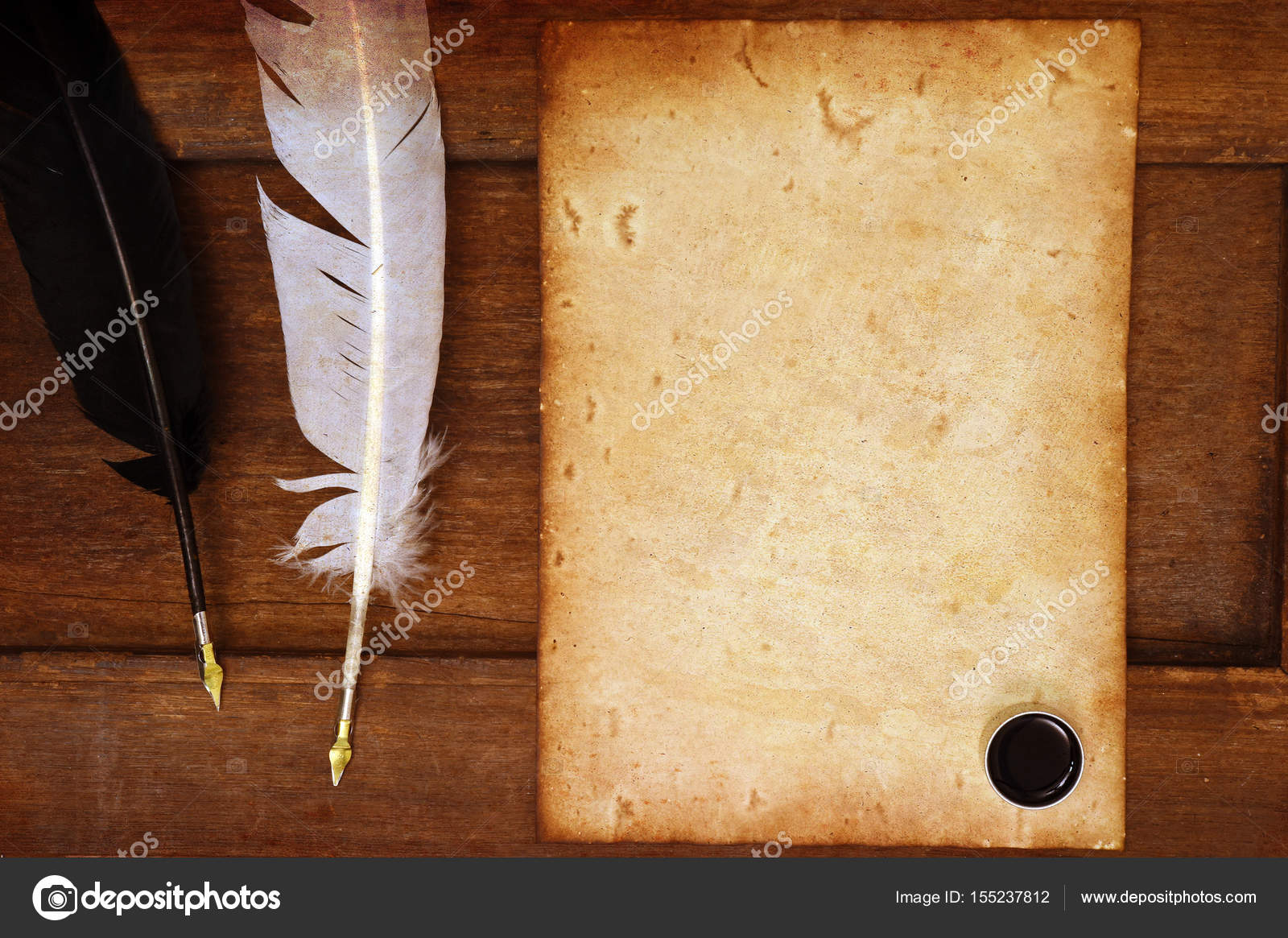 Old Paper With Feather And Ink