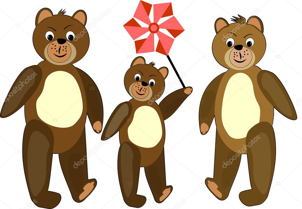 Teddy bear family. Teddy bear group. Teddy bear illustration. Three ...