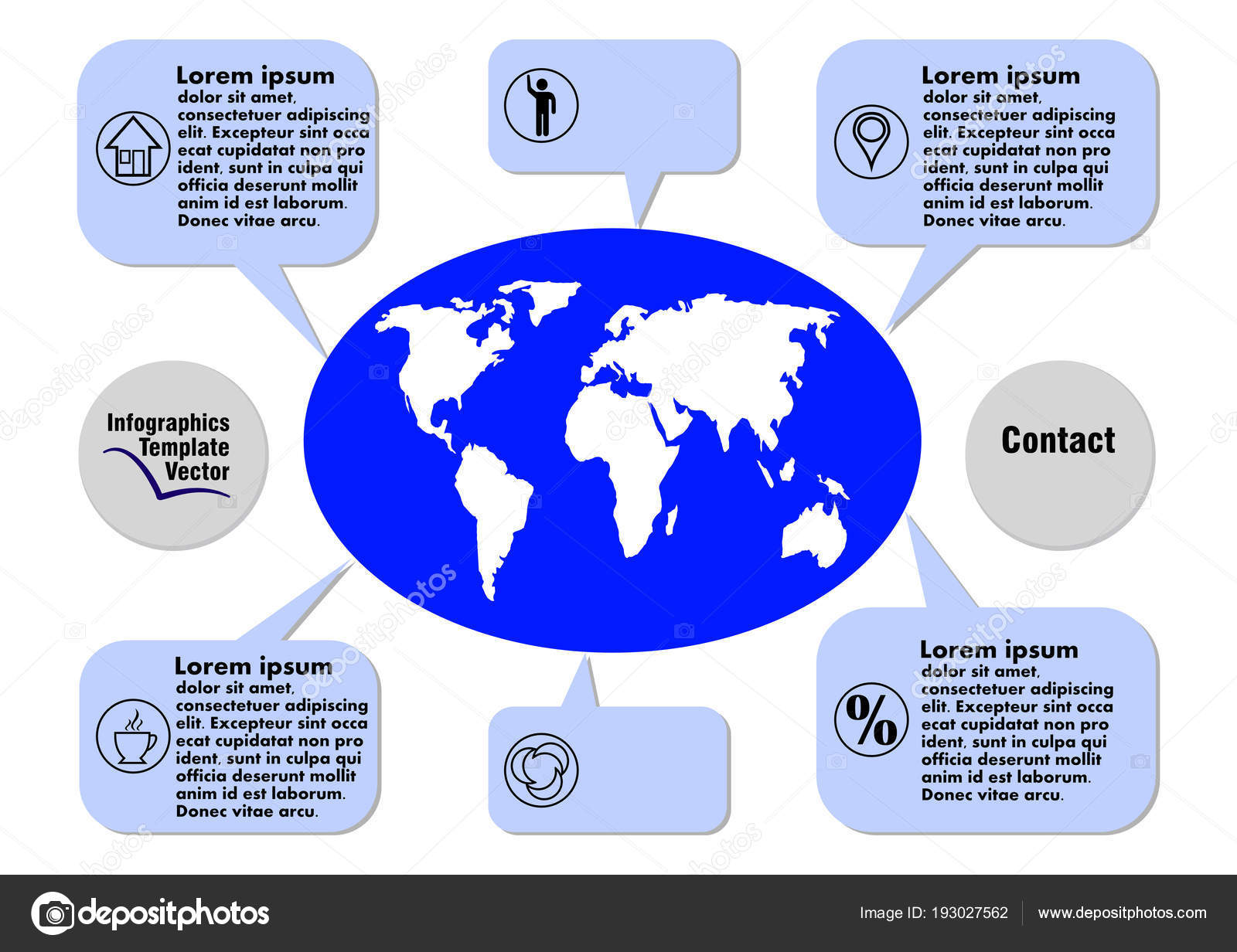 Dark blue infographic vector template with geography elements, world ...