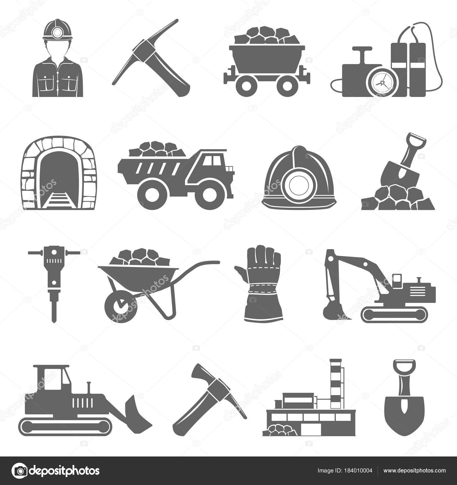 Black Icons Mining Equipment Stock Vector Image by ©zzelimir #184010004