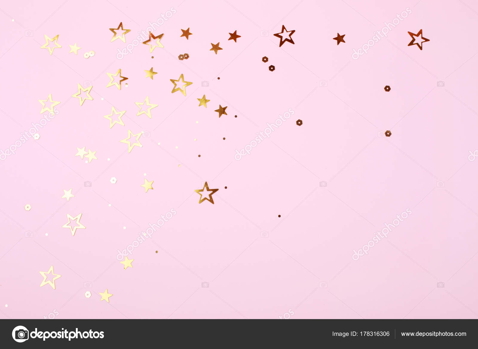 Pink And Gold Star Background Christmas Rose Gold Star Gift Box Border