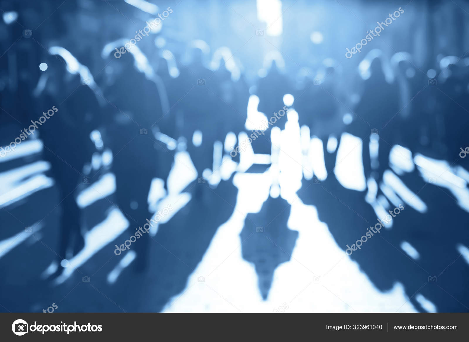 Blurred blue crowd of people Stock Photo by ©Efetova 323961040